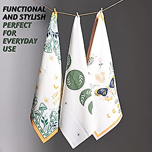 Folkulture Kitchen Towels or Dish Towels, 20" X 26" Modern Kitchen Hand Towels or Tea Towels from Daughter, Set of 3 Cotton Dishtowels and Dishcloth for Farmhouse Decor, Magical