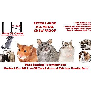 64" Extra Large Wrought Iron 4 Levels Ferret Chinchilla Sugar Glider Cage 30-Inch by 18-Inch by 63-Inch with Stand on Wheels