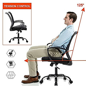 TYNB Home Office Chair Ergonomic Desk Chair Mesh Computer Chair Black Conference Room Chairs with Lumbar SupportCute Desk Chair for Home Meeting Room Office Room, MC-GF411-Black, 19.3x17.7x41.1 in