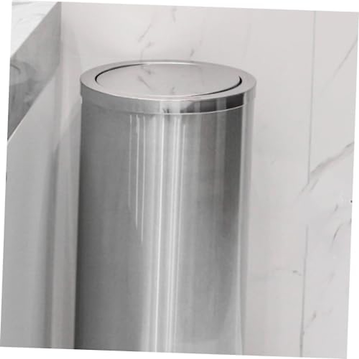 OFFSCH Swing Lid Trash Can Lid Rubbish Bin Countertop Flap Lid Garbage Top Cover Replacement Ressesed Counter Trash Lid Trash Can Grommet Garbage Bin Lid 201 Stainless Steel Silver