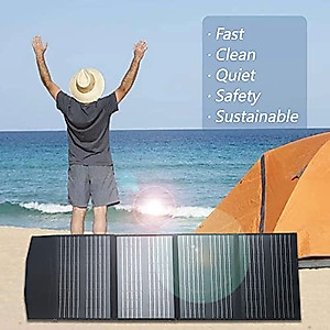 120W Portable Solar Panel 18V Monocrystalline Solar Charger, Foldable High-Efficiency PV Power Charger for Camping Travel RV, MC4/USB/Type-C