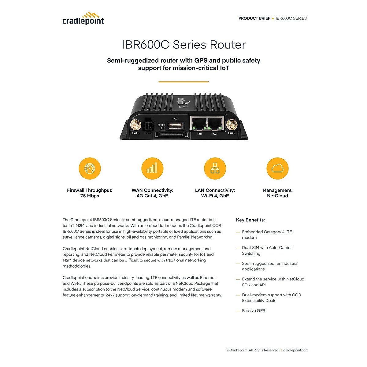 3-yr NetCloud IoT Essentials Plan and IBR650C Router no WiFi (150 Mbps Modem)