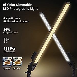 GIJUANRING Photography Lighting,Battery Powered Rechargeable LED Studio Light Wand Dimmable 3200-5500K Portable Handheld Stick Light with Li-Ion Battery,Stand for Portrait,Photo Studio,Outdoor Video