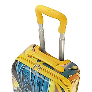 FUL DC Comics Batman 21 Inch Kids Rolling Luggage, Hardshell Carry On Suitcase with Wheels, Yellow