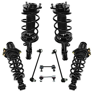TRQ Front and Rear Suspension Kit Complete Strut & Coil Spring Assembly Sway Bar Stabilizer Link Compatible with 2005-2010 Scion tC