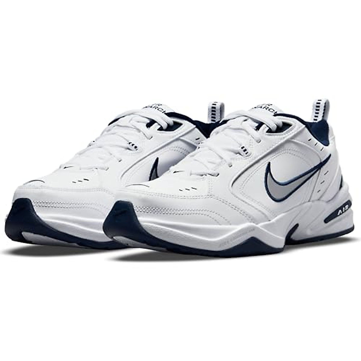 Nike Men's Air Monarch IV Cross Trainer, White/Metallic Silver, 6 X-Wide