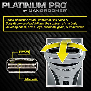MANGROOMER - PLATINUM PRO New Body Groomer, Ball Groomer and Body Trimmer with Lithium Max Battery, Bonus Extra Foil and Storage Case!