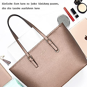 Jocose Moose Women's Tote Handbag, Fashion Leather Shoulder Bag ，Top Handle Satchel Purse Set 3pcs (Champagne Powder)