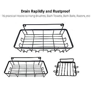 CAICFYIN 3-Pack Adhesive Shower Caddy,Kitchen Organization,Easy to Install and Strong Adhesion Shower Organizer,Shower Shelf with 16 Hooks,Large Capacity and Multifunction Bathroom Shower Organizer