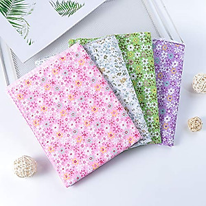 Healifty 7 Sheets Fabric Squares Sheets Flower Pattern Cotton Patchwork Craft DIY Sewing Scrapbooking Quilting (Grey) 50x50cm