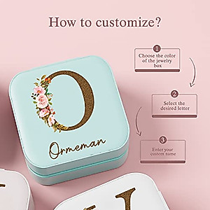 Personalized Jewelry Box - Custom Gifts for Women, Portable Small Travel Jewelry Organizer with Birth Flower & Name, Bridesmaid Gifts, Wedding Gifts, Gifts for Birthday Anniversary for Mom Wife Girls