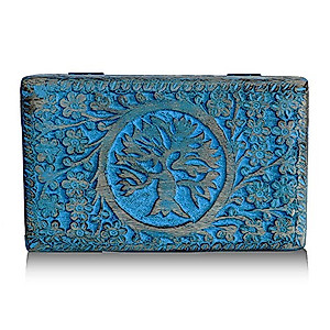 BHAVATU |Wooden Jewelry Box, Jewelry Box, Tarot Box, Celestial Home Decor, Witch Box, Tree of Life, Trinket Box |Size- 8" x 5" x 2.5",| Decorative Storage Bin