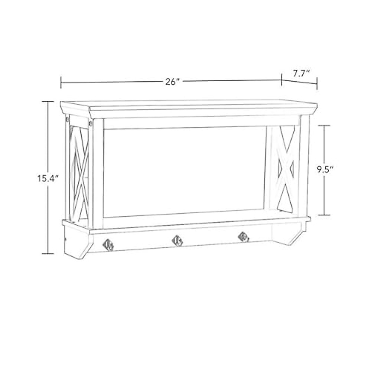 RiverRidge La Crosse Bathroom 3 Towel Hook Wall Shelf