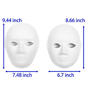 CALPALMY 14 Pack 2 Sizes Paper Mache Masks - Create Artistic Craft Projects from Wall Decorations to Theater and Halloween Costumes; Party, Masquerade Parties and Classroom Art White