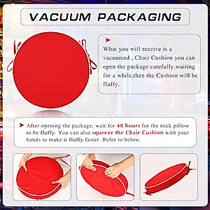 Kigley 4 Pcs 15 Inch Outdoor Round Bistro Chair Cushions Patio Bistro Round Foam Seat Cushion Round Chair Cushions with White Edge and Tie for Patio Bistro Garden (Red)