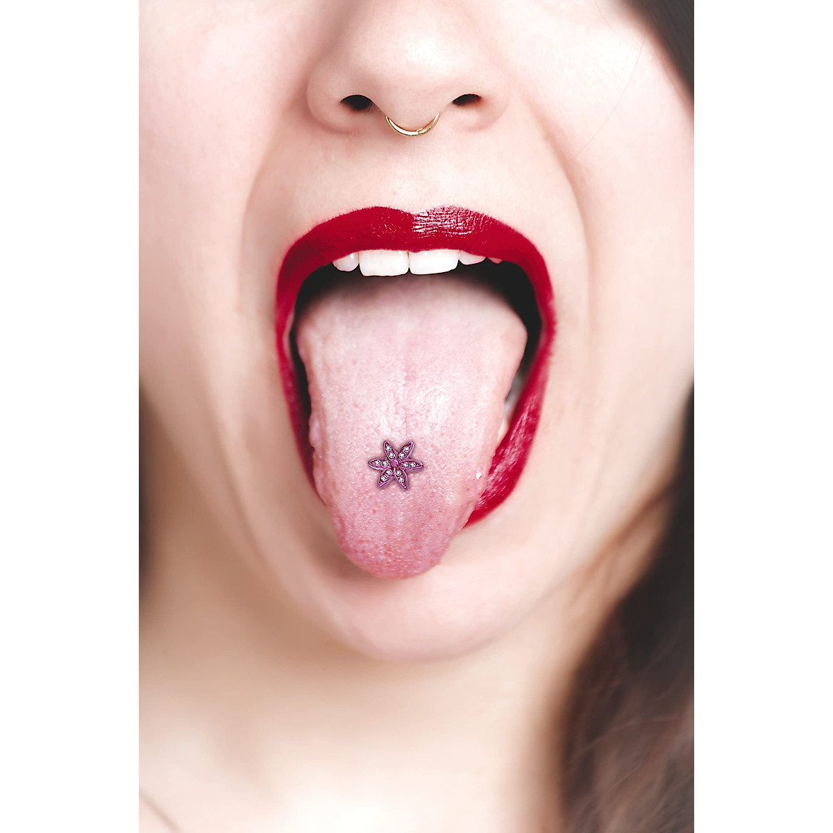 WASOLIE 4Pcs 14G Stainless Steel Tongue Piercing Barbells Multicolor Ring Body Piercing Jewelry for Women