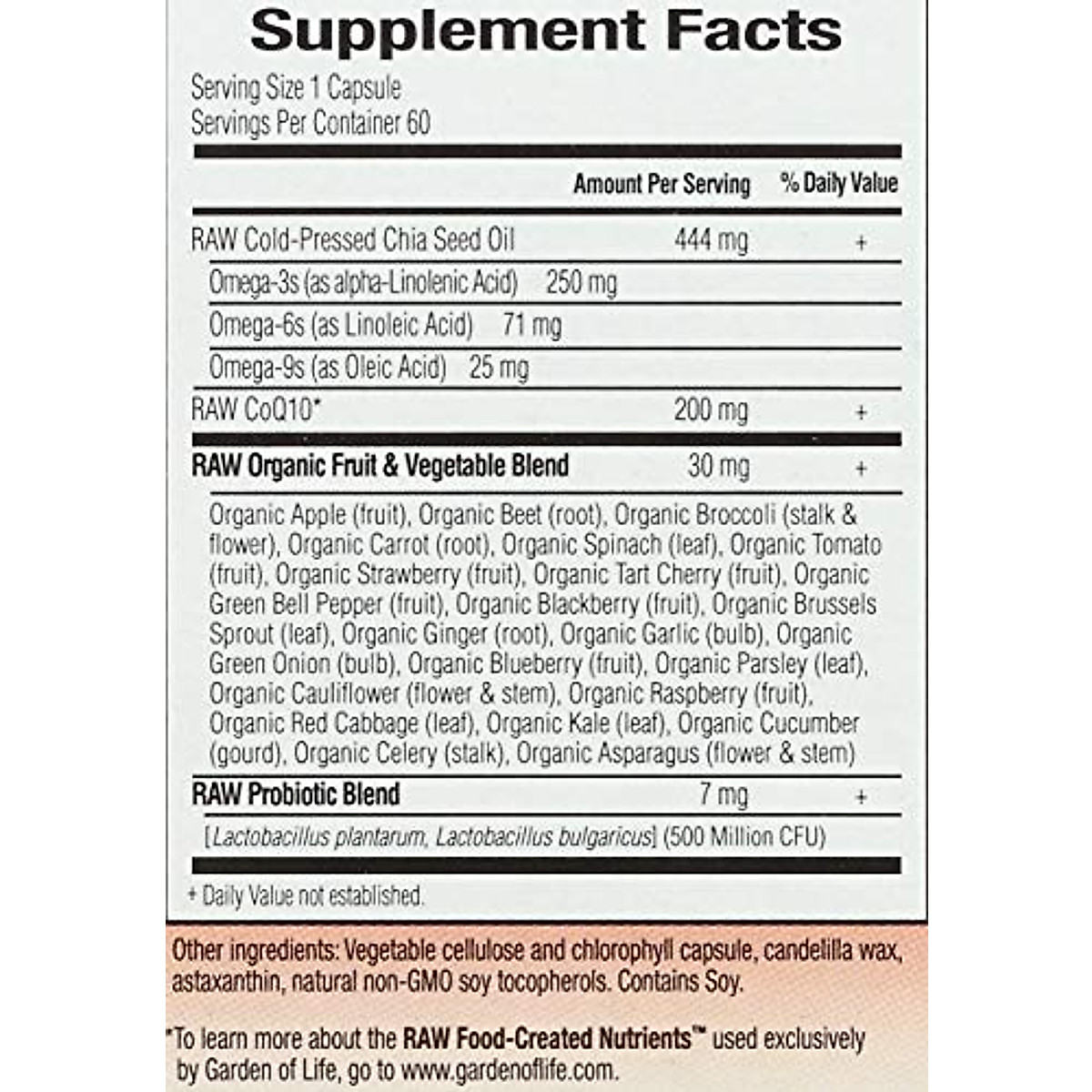 Garden of Life Raw Coq10, 60 CT