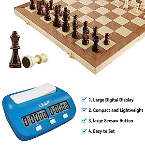 LEAP Digital Chess Clock Timer with Bonus and Delayed Time Features Chess Timer for Chess Game I-GO and Chinese Chess (Blue)