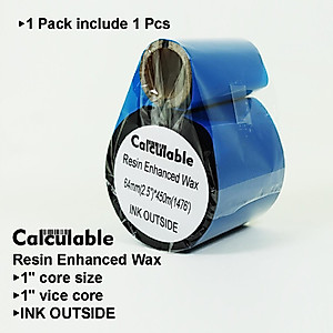 DEFMATE Black 2.52" x 1476' (64mmx450m) Thermal Transfer Wax Ribbon for Zebra Desktop Printer,TEC,DATAMAX,INTERMEC,Avery,Citizen,SATO,TSC,GODEX,ARGOX,BEIYANG,POSTEK