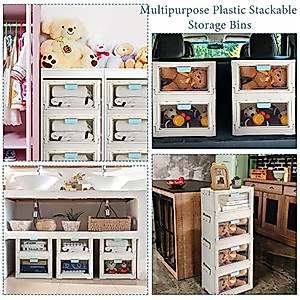 Berlune 23 Quart Stackable Storage Bins with Double Doors 15 x 11 x 9.8 In, Collapsible Plastic Storage Bins Foldable Lidded Storage Boxes with Wheels for Room Book Toy Organization (6 Pieces)