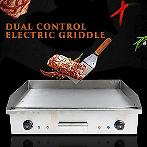 Commercial Flat Top Grill 4400W Electric Countertop Griddle Adjustable Temperature Control Food Griddle Stainless Steel Restaurant Teppanyaki Grill Adjustable Temperature from 50°c to 300°c