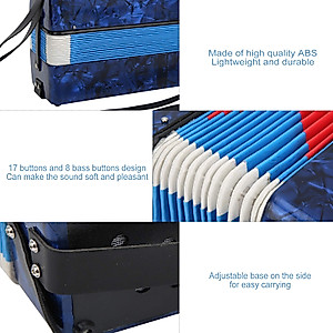 Kids Accordion Entry Level Piano Accordion 17 Key 8 Bass Beginner Accordion with Adjustable Shoulder Strap Piano Accordion Instruments for Childrens and Beginners