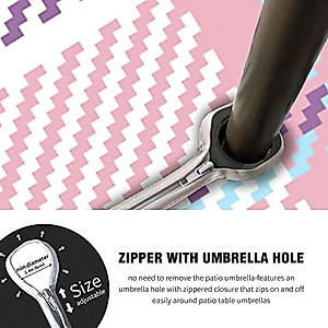 Checkered Pattern Round Outdoor Tablecloth,Round Tablecloth with Umbrella Hole and Zipper for Patio Garden,Waterproof Spill-Proof,for Backyard Party BBQ Decor(72" Round,Pale Blue Purple Lilac)