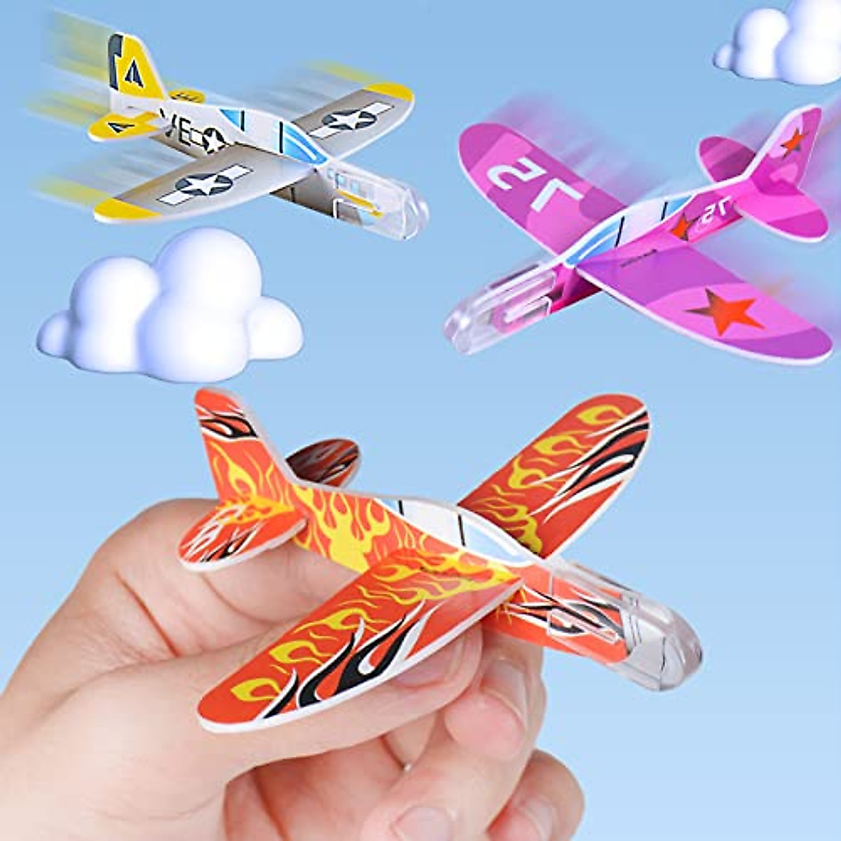 Manmel 50 Pcs Foam Gliders Planes Toys for Kids, Paper Airplane Toys Set, Plane Party Favors Goodie Bag Stuffers, Outdoor Flying Toys, Bulk Toys for Classroom Prizes Boys and Girls