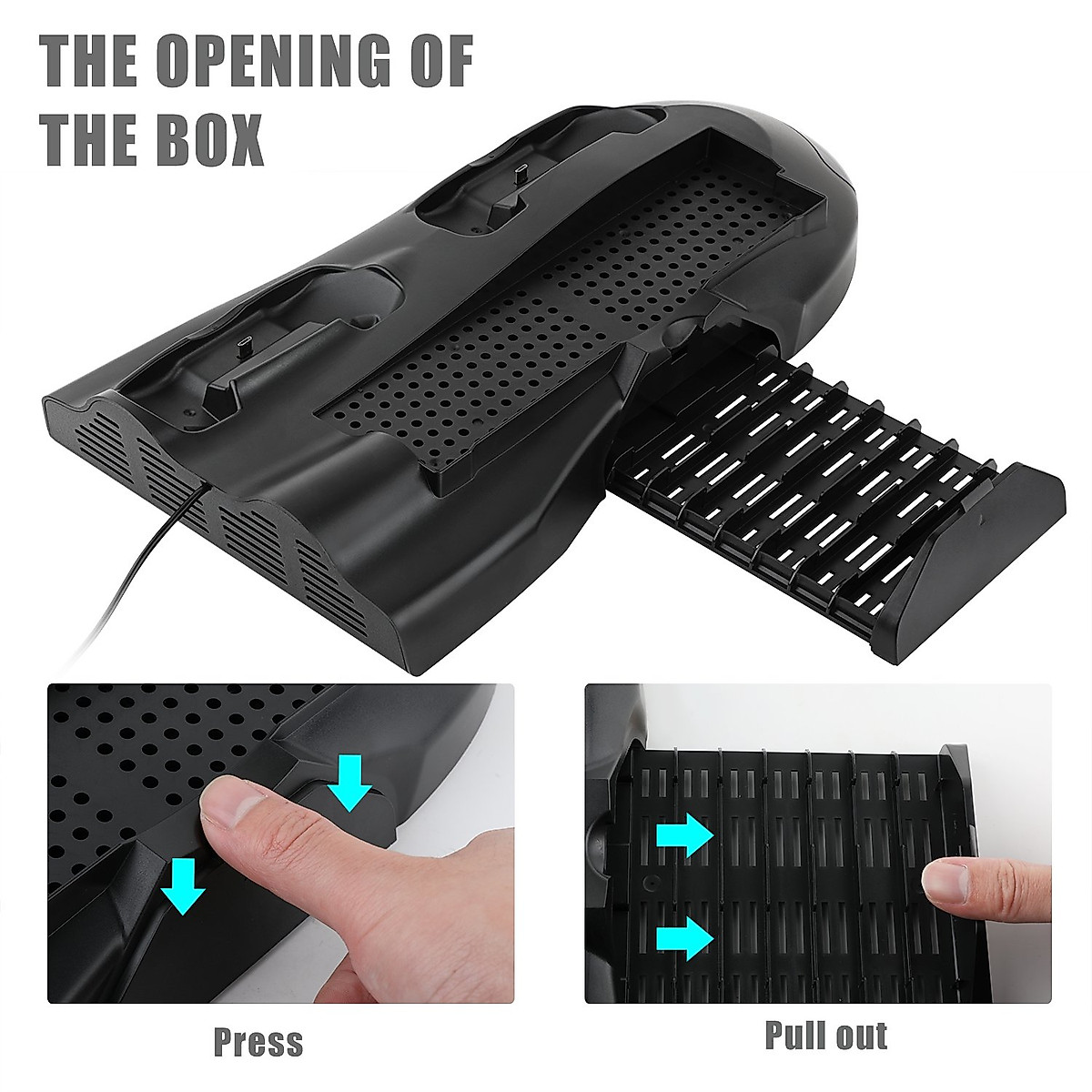 Puroma Vertical Stand Only for Xbox One X Cooling Fan with Controller Charger Charging Station Game Discs Storage and 3 USB Ports