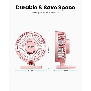 Gaiatop USB Desk Fan, Small But Powerful, Portable Quiet 3 Speeds Wind Desktop Personal Fan, Adjustment Mini Fan Table Fan for Better Cooling, Home Office Car Indoor Outdoor(Pink)