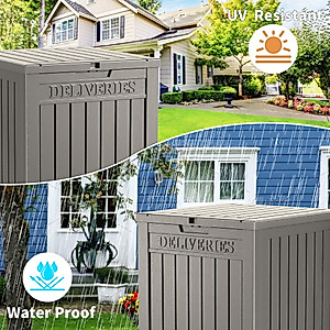 GYMHILL 48 Gallon Large Package Delivery and Storage Box with Lockable Secure, Double-Wall Resin Outdoor Package Delivery and Waterproof Deck Box for Porch, Curbside(Grey)