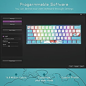 Womier 60% Percent Keyboard, WK61 Mechanical RGB Wired Gaming Keyboard, Hot-Swappable Keyboard with PBT Keycaps for Windows PC Gamers - Linear Red Switch