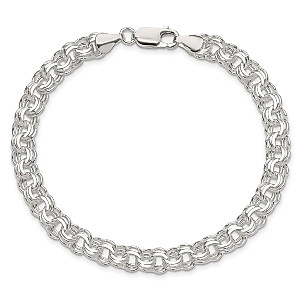 925 Sterling Silver Polished 7.25mm Triple Rolo Charm Bracelet Jewelry for Women