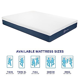 SensorPEDIC 10-Inch Twin Mattress, iCOOL Tech and Cooling Gel Infused Medium Plush Memory Foam Mattress, CertiPUR-US Certified, Bed-in-a-Box, Fiber Glass Free, Twin Size (75" L x 39" W x 10" H)