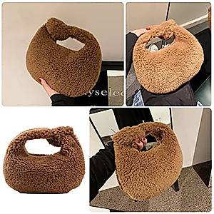 GALPADA Women Plush Handbag Tote Bags Dumpling Bag Winter Clutch Purses