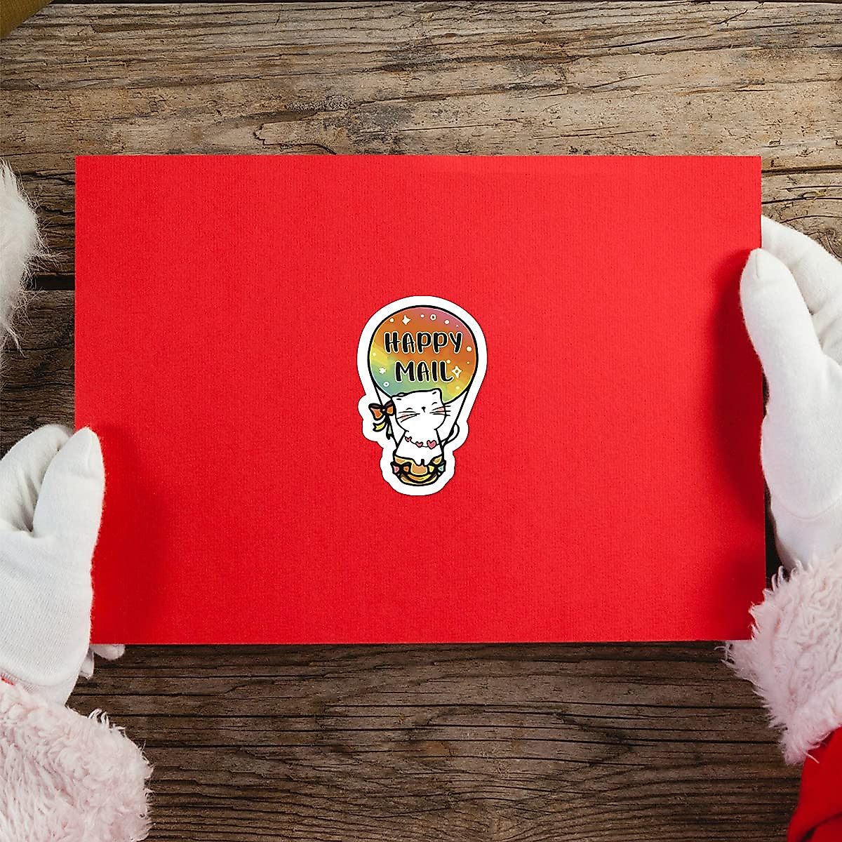 Muminglong 1.5 Inch Happy Mail Cat Sticker,Mail Sticker,Mail Carrier Sticker, Small Business, Handmade Sticker,Packaging Sticker, 500 PCS