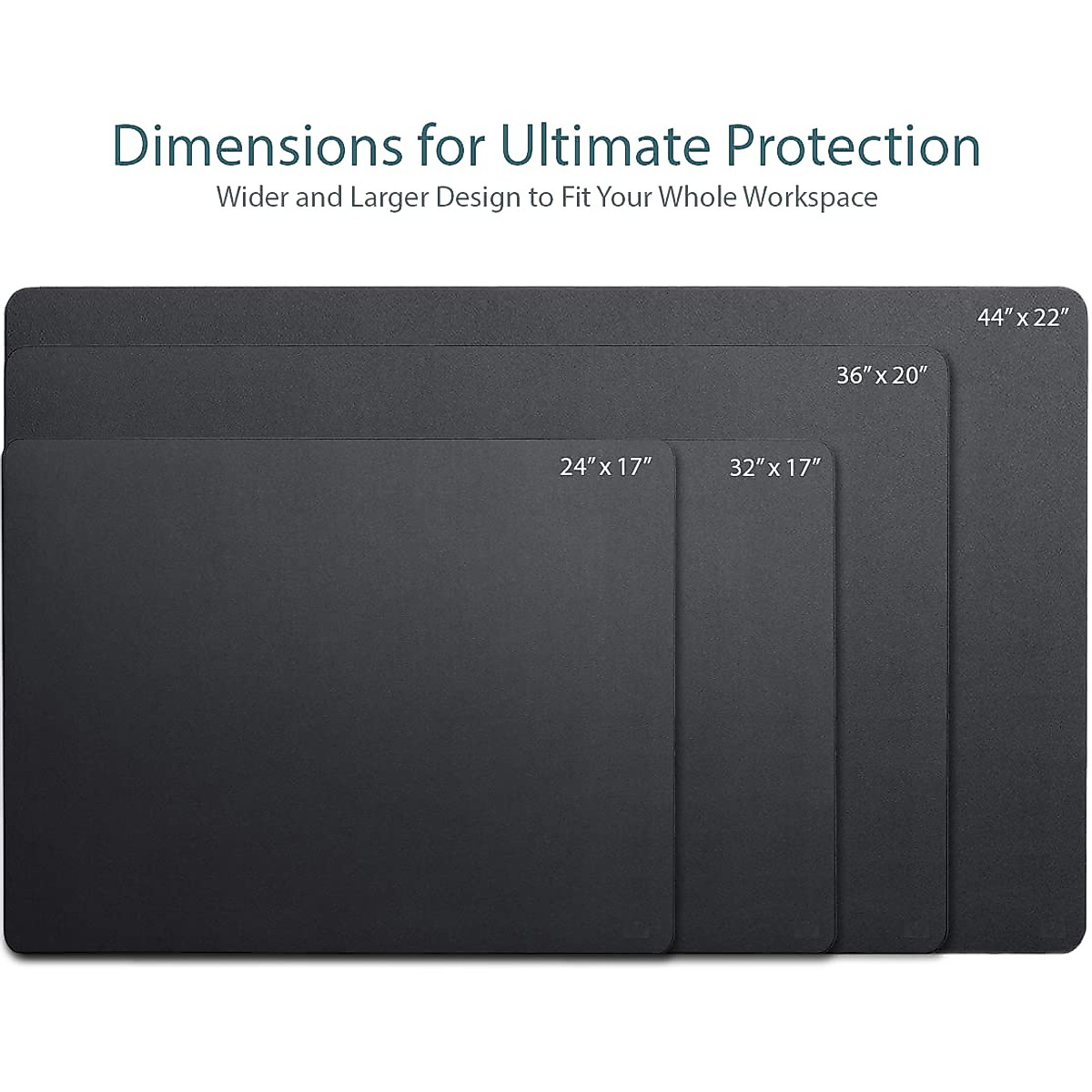 Vine Creations Leather Desk Mat Large 44" x 22", Desk Protector Mat, PU Leather Desk Pad, Large Mouse Pad, Desk Blotter, Desk Pads on Top of Desks, Desk Matt for Desktop, Office Desk Mat (Black)