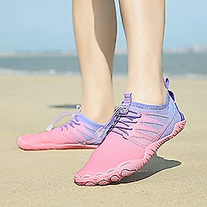 UMANPOO Women Water Shoes Men Barefoot Slip on Sneakers Swim Pool Aqua Beach Running Walking Hiking Cycling Gym Non Slip (Pink, Numeric_8)