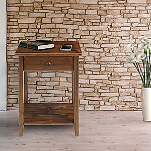 Casual Home Night Owl Nightstand with USB Ports-Warm Brown