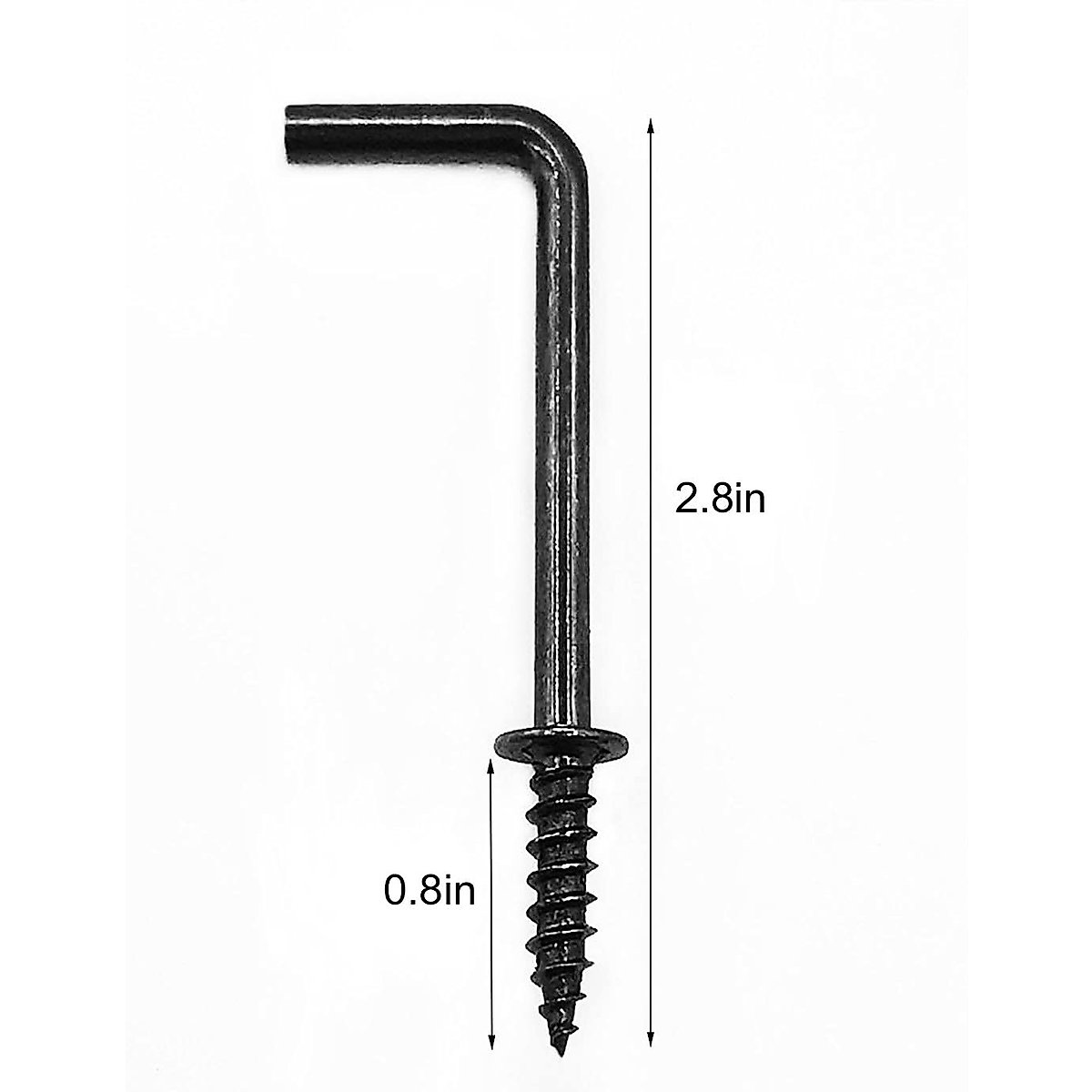 IDEALSV 2 Inch 1 Shape Screw Hooks L Shape Hooks 7 Shape Hooks Black (20 Pack)