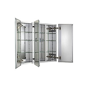 Croydex Thurmond Tri-View, Recessed or Surface Mount Medicine Cabinet, 30W x 26H, Aluminum