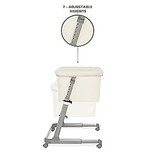 Dream On Me Seashell Bassinet & Bedside Sleeper in Pearl, Lightweight Easy Folding and Height Adjustable Baby Bassinet, Mattress Pad Included, JPMA Certified