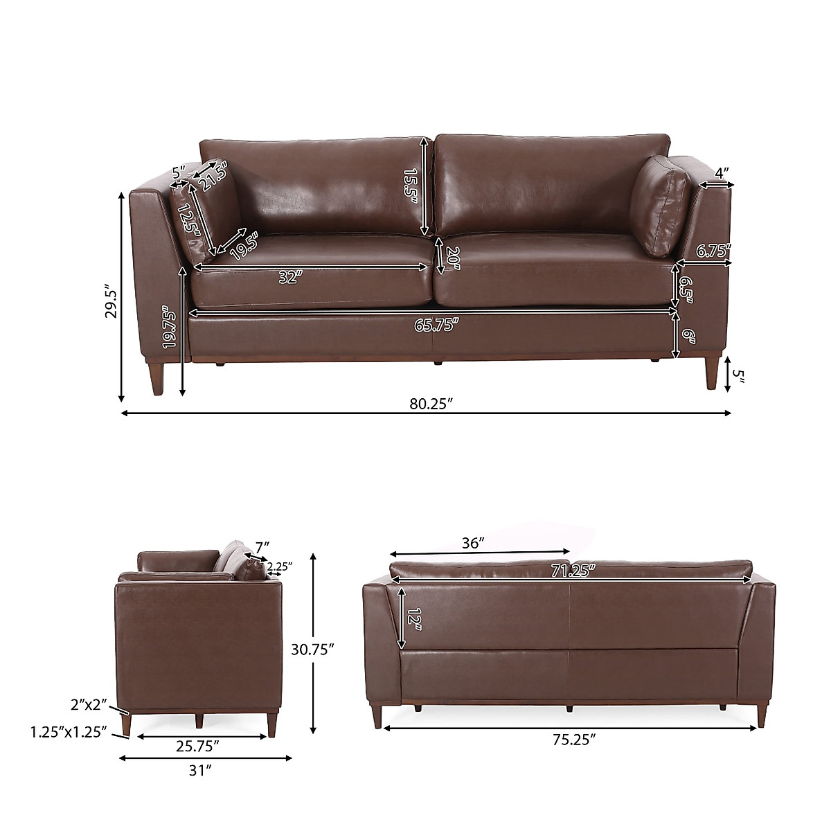 Christopher Knight Home Warbler Sofas, Cognac Brown