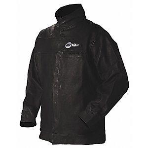Miller Electric Black Pigskin Leather Welding Jacket, Size: 2XL, 30" Length