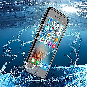 LOVE BEIDI iPhone 8 Plus & 7 Plus Waterproof Case - Underwater Snowproof Dirtproof Shockproof Cover Black/Gray