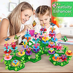 YEEBAY Flower Garden Building Toys for Girls Age 3, 4, 5, 6, 7 Year Old - STEM Toy Gardening Pretend Toys for Kids - Stacking Game for Toddlers Play Set - Educational Activity for Preschool (148 PCS)
