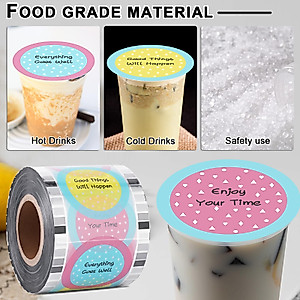 JIAWANSHUN Cup Sealer Film Roll Tea Cup Sealing Film Milk Sealing Film 3000pcs per Roll for Plastic and Paper Cup 90-105mm (3.55"- 4")