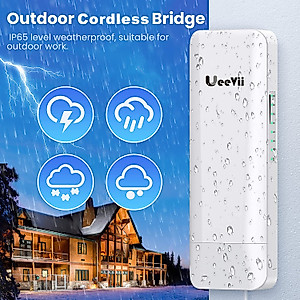 Wireless Bridge, Easy to Use, Point to Point 5.8G Outdoor Bridge with 14dBi Antenna, 9842 FT Long Range Working Distance 24V PoE Adapter 2 RJ45 Port for Extended Internet Signal to Next Building