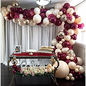 Chrome Burgundy Balloons 10 Inch Double-Layered Metallic Wine Red Ballons Latex 50PCS Burgundy Balloons for Parties Decoration Wedding Supplies Graduation Decor Baby Shower Decorations