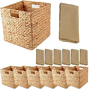 Storage Cubes Baskets For Organizing, Wicker Storage Basket, Woven Baskets For Storage, Seagrass Baskets Large Wicker Basket, Wicker Baskets For Storage 12x12 Storage Cube Bins, Cube Storage Bin 6pcs